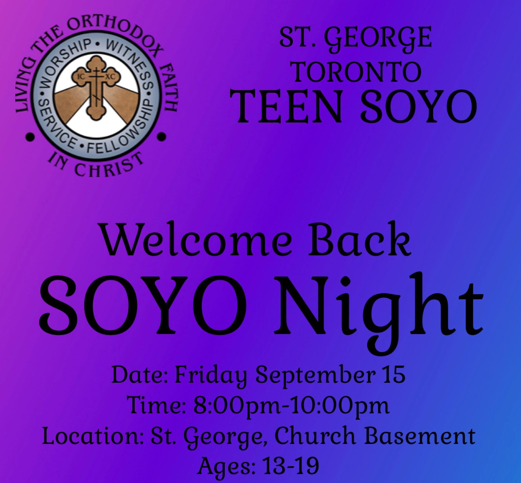 Welcome Back Soyo Night (September 15, 2023) – St. George Antiochian ...
